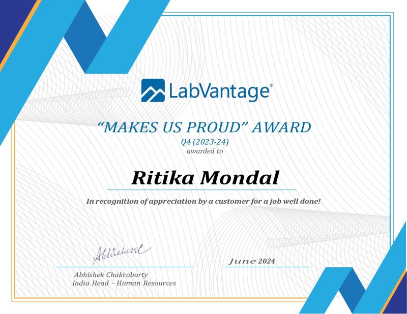 Ritika Mondal on LinkedIn: #labvantage #certificate #recognition # ... Ritika Mondal on LinkedIn: #labvantage #certificate #recognition # ...