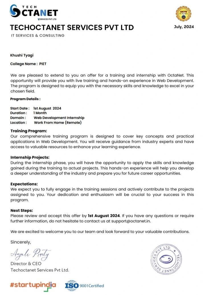 Khushi Tyagi on LinkedIn: #webdevelopment #internship #careergrowth # ... Khushi Tyagi on LinkedIn: #webdevelopment #internship #careergrowth # ...