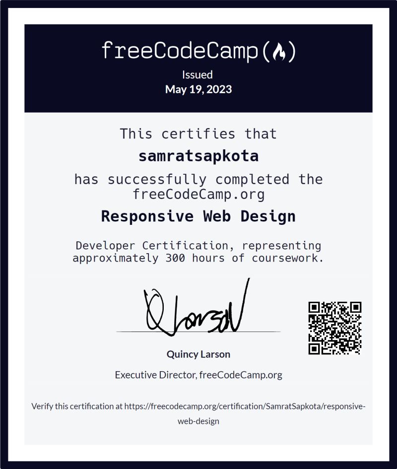 Samrat Sapkota on LinkedIn: #webdevelopment #certification Samrat Sapkota on LinkedIn: #webdevelopment #certification