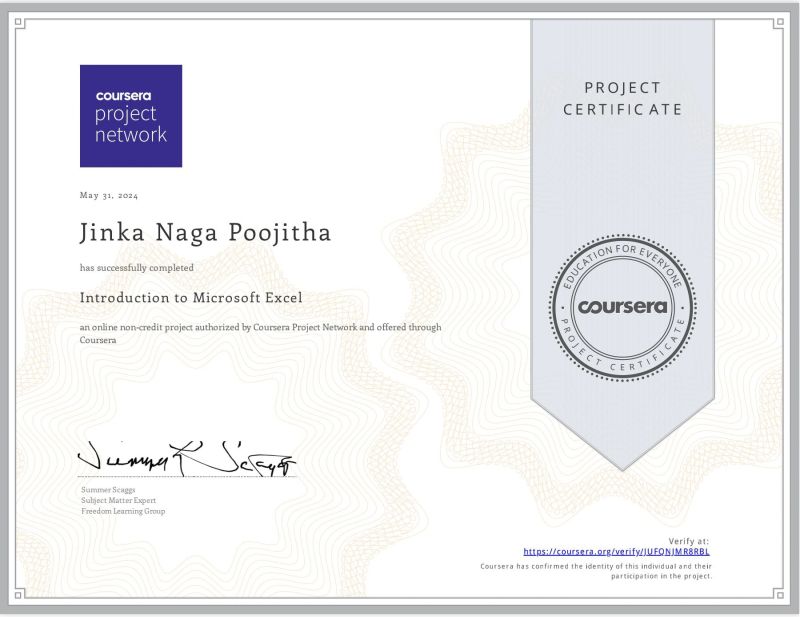 poojitha jinka on LinkedIn: Hi all,this certificate verifies my ... poojitha jinka on LinkedIn: Hi all,this certificate verifies my ...