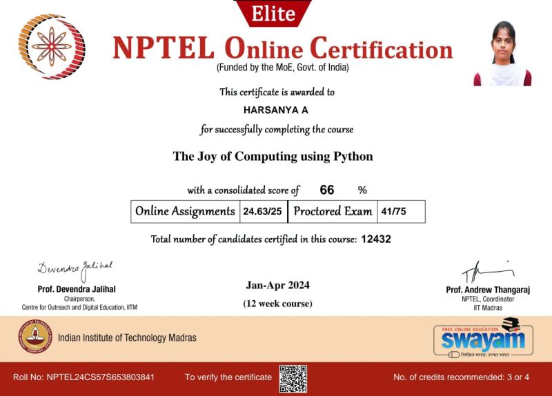 Completed NPTEL course Completed NPTEL course