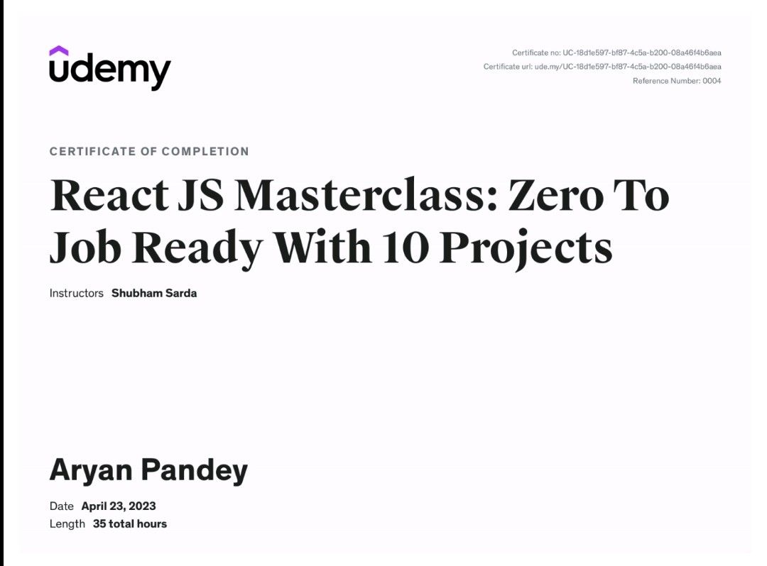 Aryan Pandey on LinkedIn: #connections #reactjs #udemy #webdevelopment ... Aryan Pandey on LinkedIn: #connections #reactjs #udemy #webdevelopment ...
