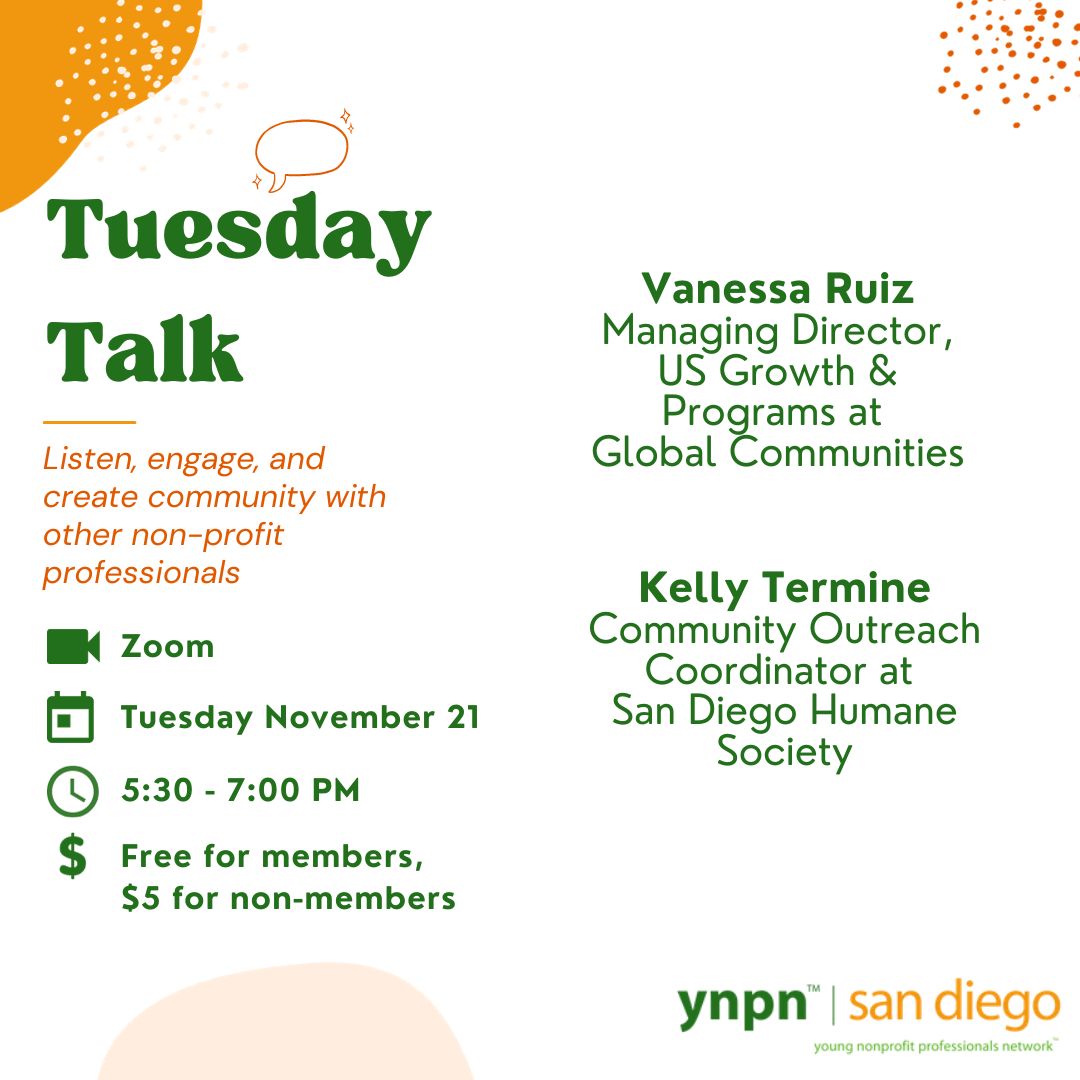 YNPN San Diego on LinkedIn: We are thrilled for our next Tuesday Talk ... YNPN San Diego on LinkedIn: We are thrilled for our next Tuesday Talk ...