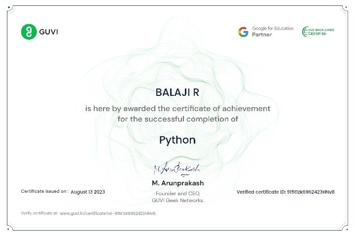 BALAJI R on LinkedIn: I recently completed a comprehensive Python ... BALAJI R on LinkedIn: I recently completed a comprehensive Python ...