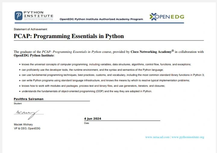S Pavithra on LinkedIn: #python #programming #certification # ... S Pavithra on LinkedIn: #python #programming #certification # ...