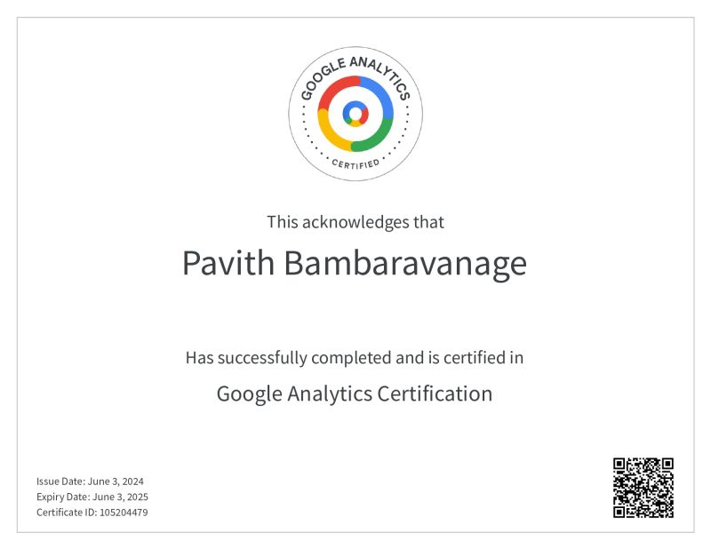 Pavith Bambaravanage on LinkedIn: #googleanalyticscertification #skillshop Pavith Bambaravanage on LinkedIn: #googleanalyticscertification #skillshop