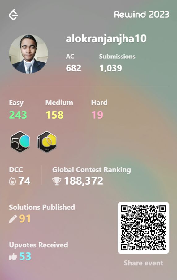 ALOK RANJAN JHA on LinkedIn: #consistency #leetcode2023 #codingninjas # ... ALOK RANJAN JHA on LinkedIn: #consistency #leetcode2023 #codingninjas # ...
