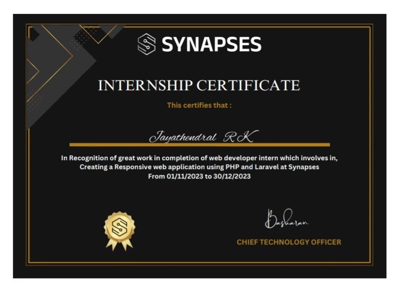 Jayathendral R.K on LinkedIn: #synapse #intenship #webdevelopment Jayathendral R.K on LinkedIn: #synapse #intenship #webdevelopment