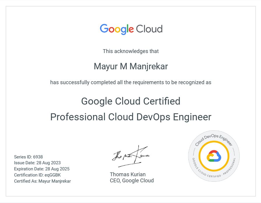 Mayur Manjrekar on LinkedIn: #googlecloudcertified #devops Mayur Manjrekar on LinkedIn: #googlecloudcertified #devops