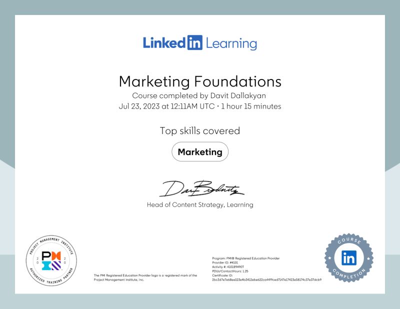 Davit Dallakyan on LinkedIn: Certificate of Completion Davit Dallakyan on LinkedIn: Certificate of Completion