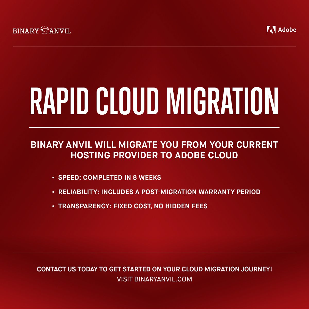 How to migrate to Adobe Commerce Cloud in 8 weeks | Binary Anvil Inc ... How to migrate to Adobe Commerce Cloud in 8 weeks | Binary Anvil Inc ...