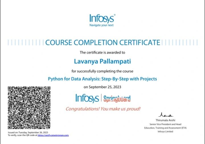Lavanya Pallampati on LinkedIn: #infosys #python #dataanalysis # ... Lavanya Pallampati on LinkedIn: #infosys #python #dataanalysis # ...