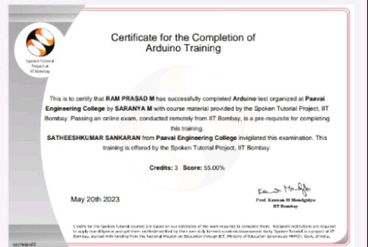 Ram Prasad on LinkedIn: Arduino Training certificate Ram Prasad on LinkedIn: Arduino Training certificate