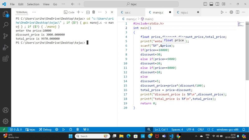 tejayadav karikati on LinkedIn: #cprogramming #discountcalculation # ... tejayadav karikati on LinkedIn: #cprogramming #discountcalculation # ...