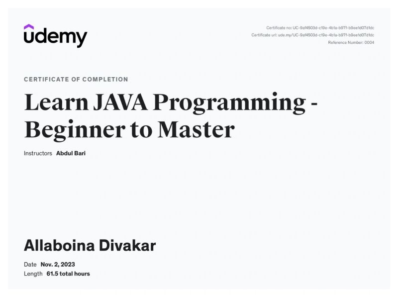 Allaboina Divakar on LinkedIn: Just wrapped up an exciting Java course ... Allaboina Divakar on LinkedIn: Just wrapped up an exciting Java course ...