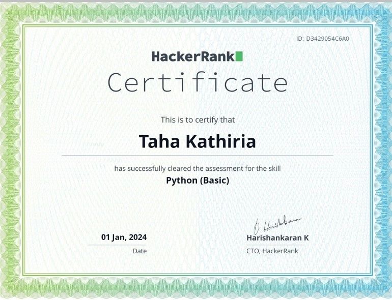 Taha Kathiria on LinkedIn: #hackerrank #pythonprogramming Taha Kathiria on LinkedIn: #hackerrank #pythonprogramming