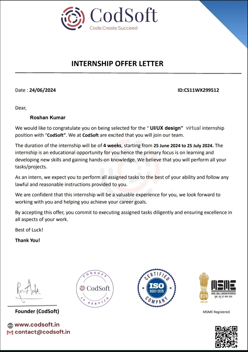 Roshan Kumar on LinkedIn: #internship #codsoft #techcarrier Roshan Kumar on LinkedIn: #internship #codsoft #techcarrier