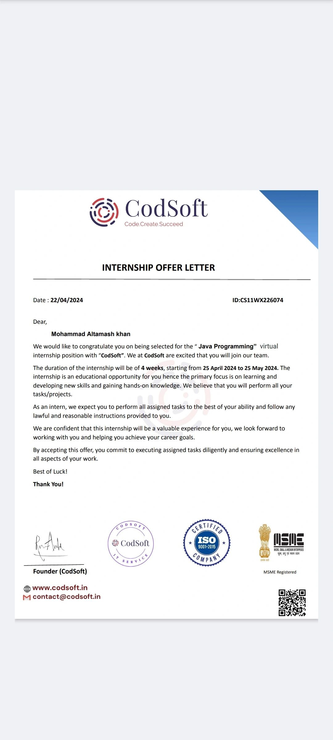 Md altamash Khan on LinkedIn: #codsoft Md altamash Khan on LinkedIn: #codsoft