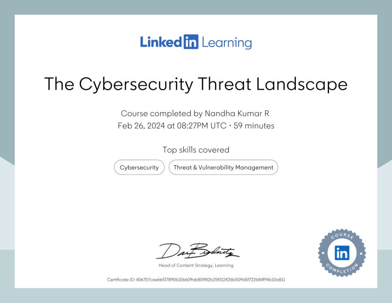 Nandha Kumar R on LinkedIn: Certificate of Completion Nandha Kumar R on LinkedIn: Certificate of Completion