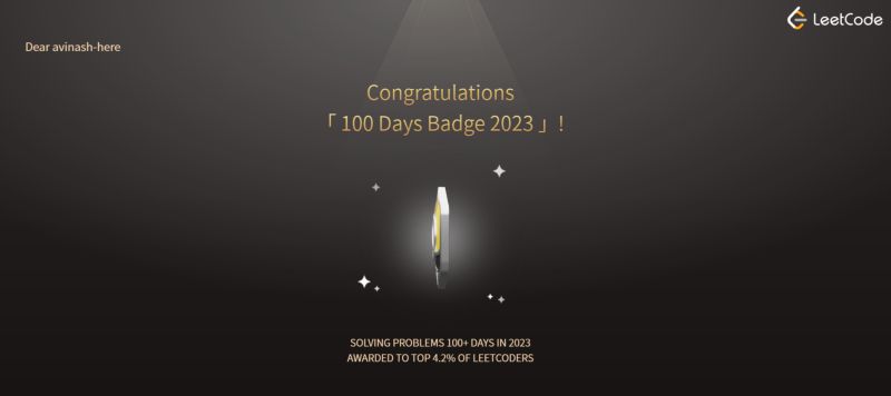 Avinash Kumar on LinkedIn: #leetcode #leetcode100days #dsa #achievement Avinash Kumar on LinkedIn: #leetcode #leetcode100days #dsa #achievement