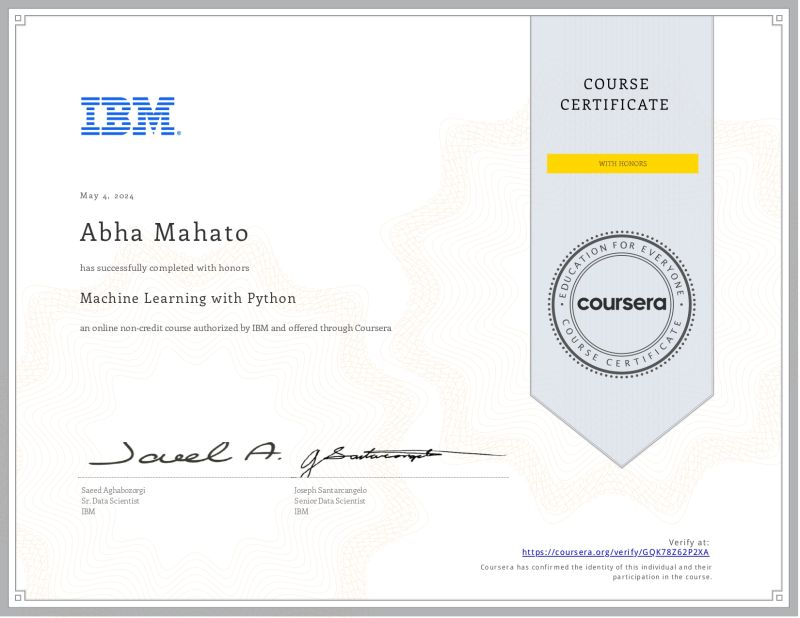 Abha Mahato on LinkedIn: #machinelearning #python #aiengineering #ibm # ... Abha Mahato on LinkedIn: #machinelearning #python #aiengineering #ibm # ...