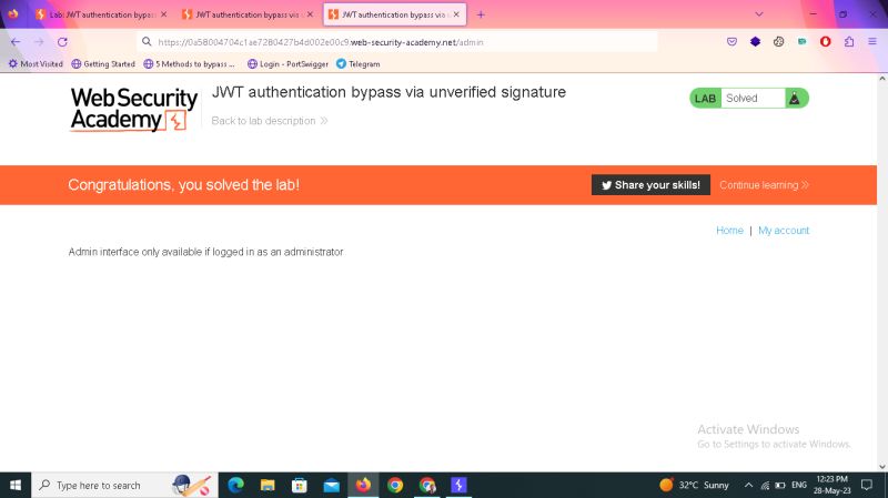 Omkar Belgaonkar on LinkedIn: Solved : JWT authentication bypass via ... Omkar Belgaonkar on LinkedIn: Solved : JWT authentication bypass via ...