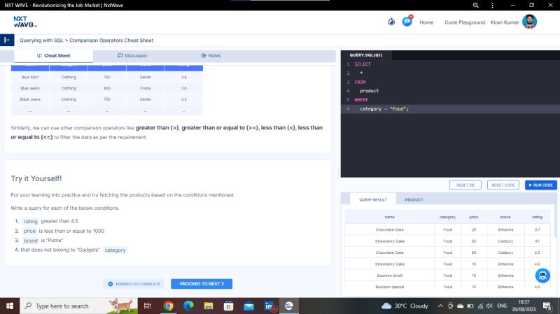 Kankipati kiran kumar on LinkedIn: #sqlqueries #comparisionoperators # ... Kankipati kiran kumar on LinkedIn: #sqlqueries #comparisionoperators # ...