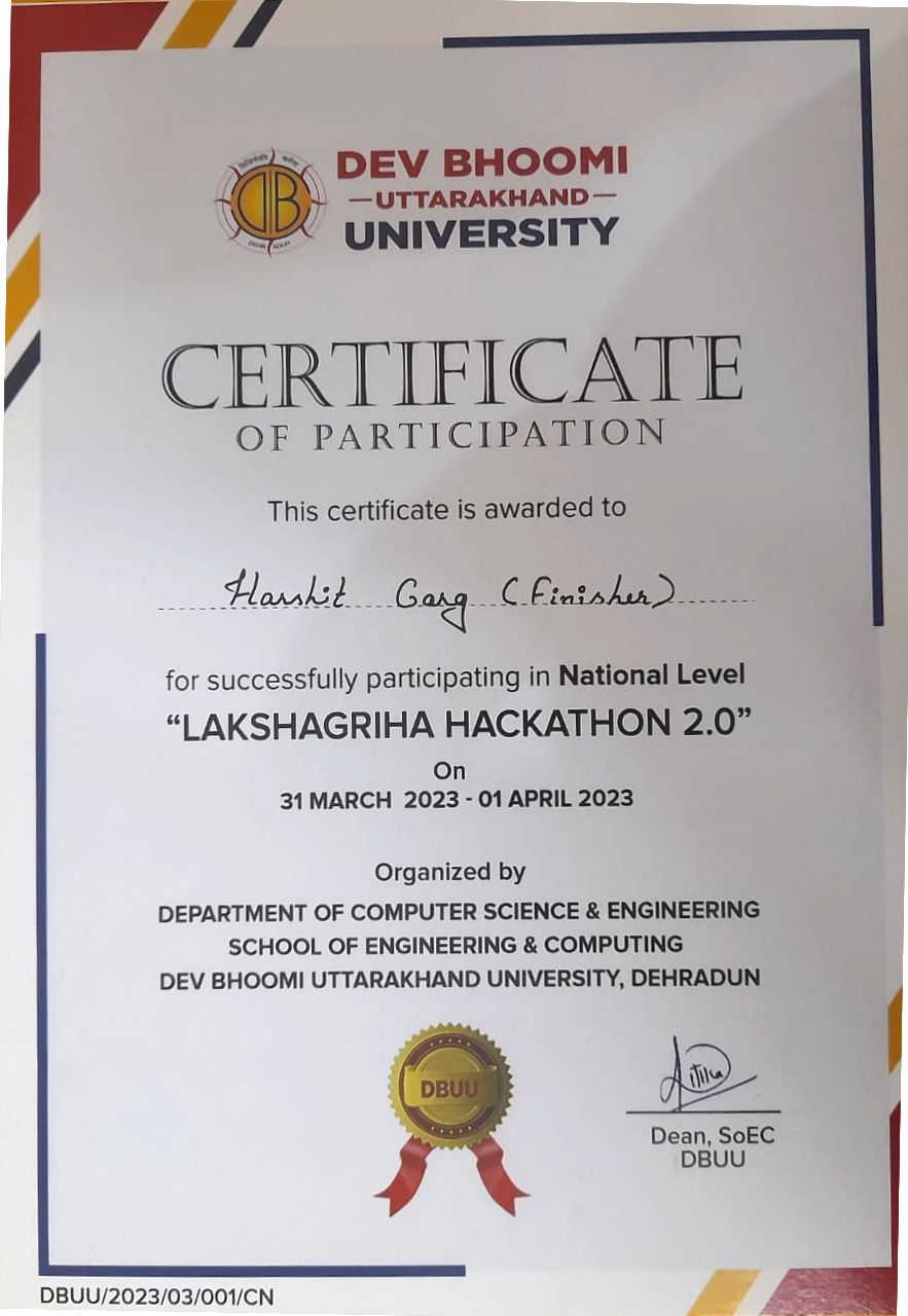 HARSHIT GARG on LinkedIn: LAKSHAGRIHA HACKATHON 2.0 It was a best ... HARSHIT GARG on LinkedIn: LAKSHAGRIHA HACKATHON 2.0 It was a best ...
