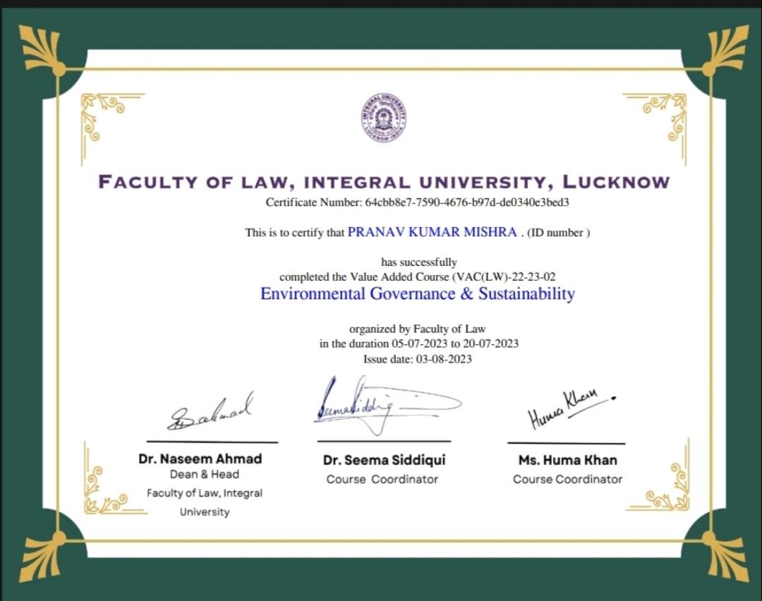 Pranav Kumar Mishra on LinkedIn: Faculty of Law, Integral University Pranav Kumar Mishra on LinkedIn: Faculty of Law, Integral University