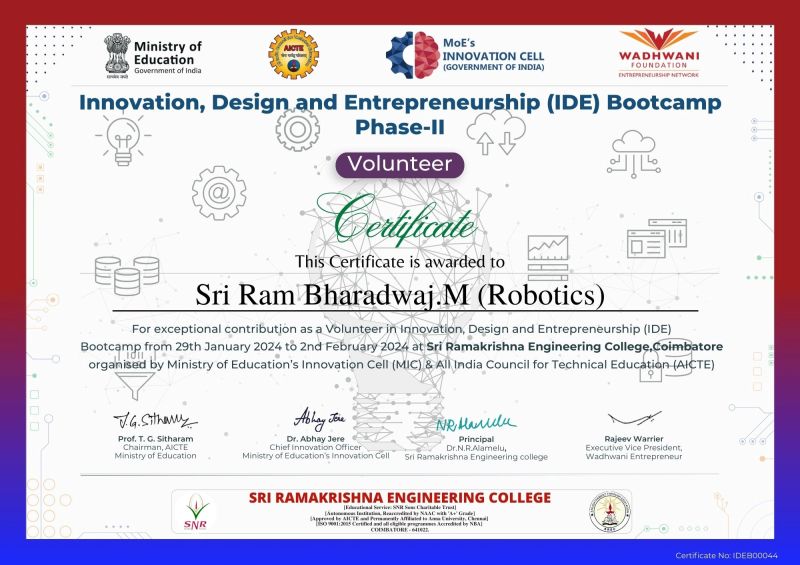 Sri Ram Bharadwaj M on LinkedIn: #idebootcamp #volunteer #innovation Sri Ram Bharadwaj M on LinkedIn: #idebootcamp #volunteer #innovation