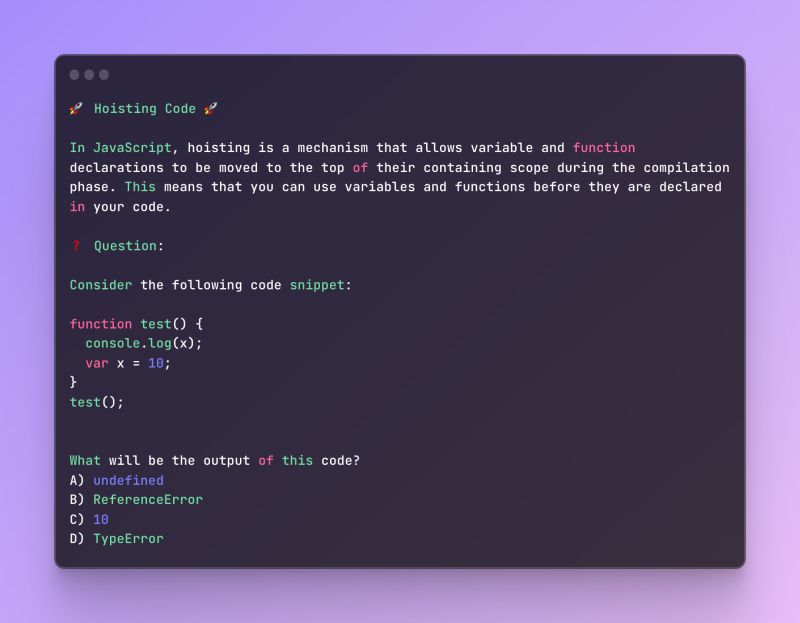 Saida Sydykova on LinkedIn: Put your JavaScript skills to the test ... Saida Sydykova on LinkedIn: Put your JavaScript skills to the test ...