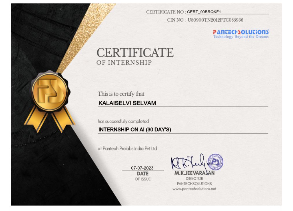 Kalaiselvi Selvam on LinkedIn: #aiinternship #certificateofachievement ... Kalaiselvi Selvam on LinkedIn: #aiinternship #certificateofachievement ...