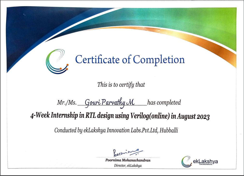 Gouri Parvathy M on LinkedIn: Applied RTL design principles using ... Gouri Parvathy M on LinkedIn: Applied RTL design principles using ...