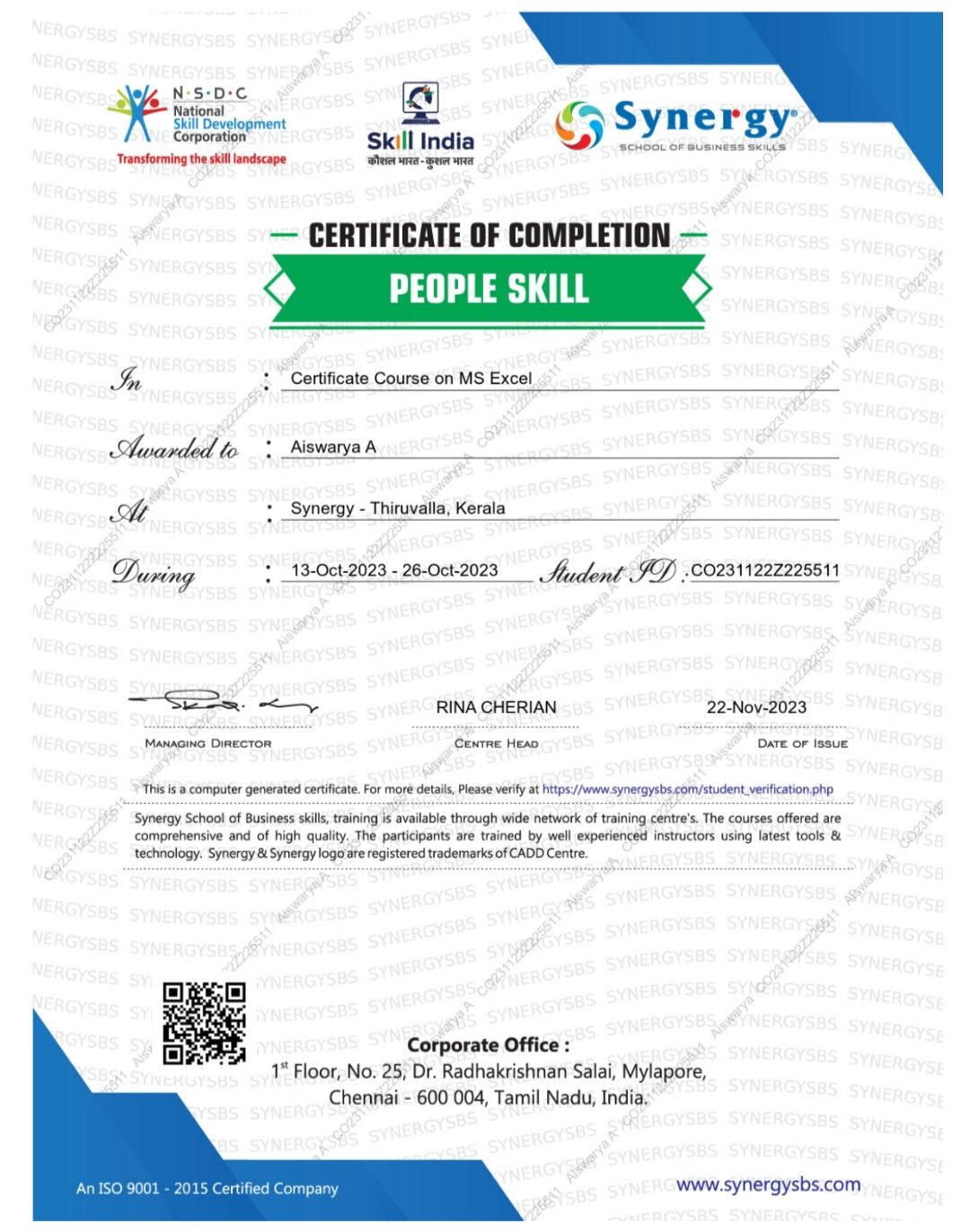 Aiswarya A on LinkedIn: Certificate On MS EXCEL Aiswarya A on LinkedIn: Certificate On MS EXCEL
