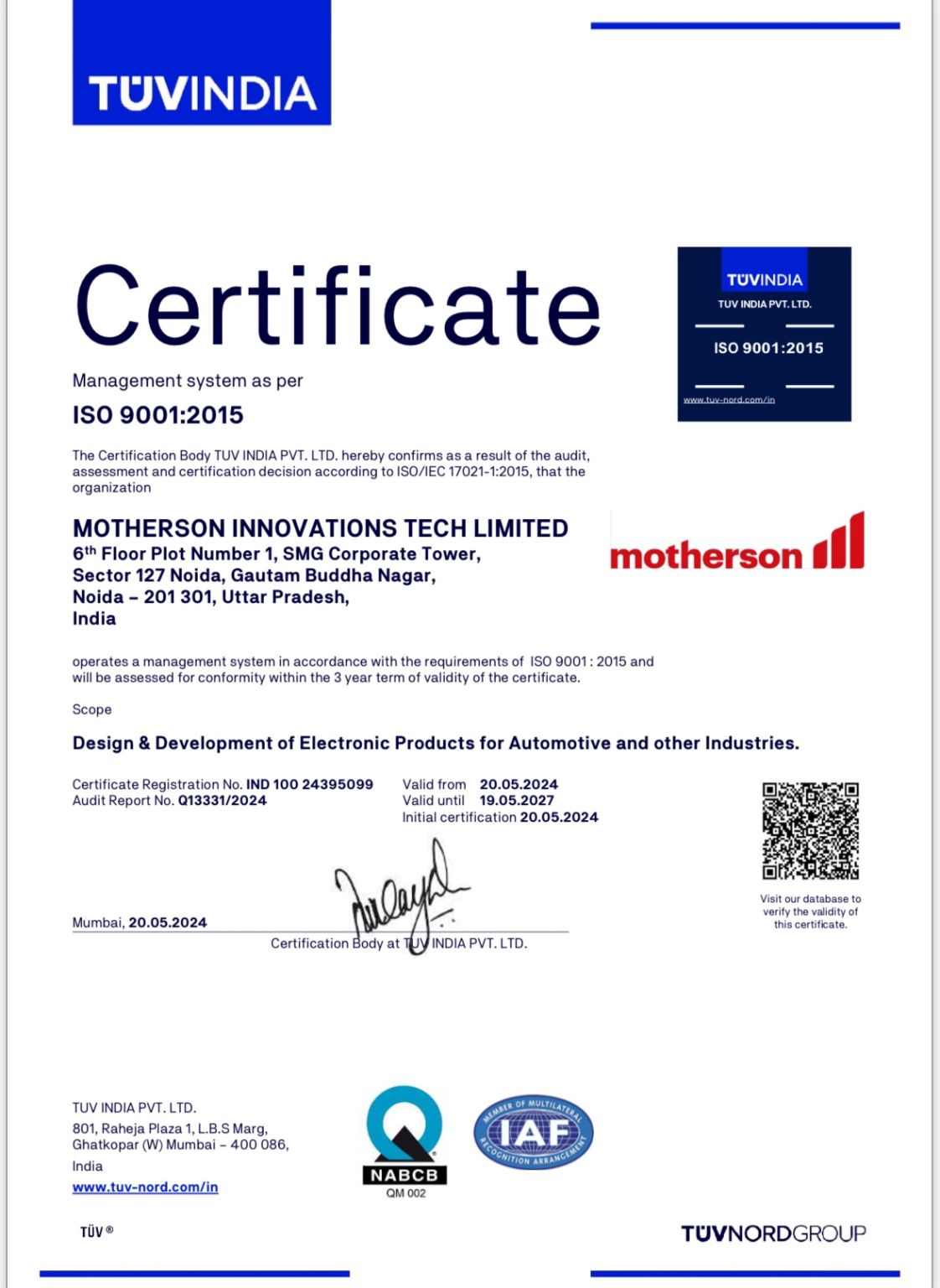 Ajay Singh Tomar on LinkedIn: #mothersoninnovations #iso9001 # ... Ajay Singh Tomar on LinkedIn: #mothersoninnovations #iso9001 # ...