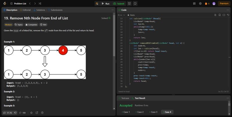 Day 34 of Leetcode challenge: Remove Nth Node | Akshat Saxena posted on ... Day 34 of Leetcode challenge: Remove Nth Node | Akshat Saxena posted on ...