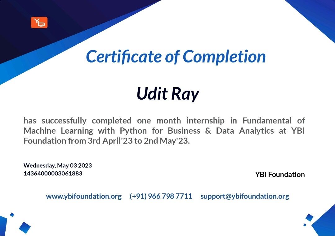 Udit Ray on LinkedIn: #machinelearning #business #python #internship Udit Ray on LinkedIn: #machinelearning #business #python #internship