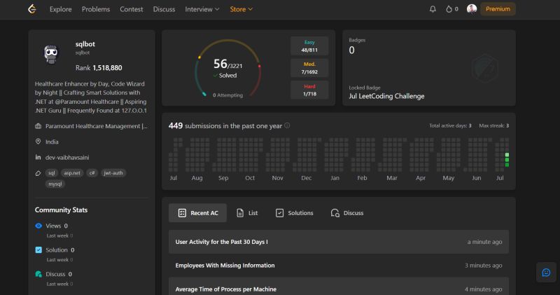 vaibhav saini 🇮🇳 on LinkedIn: #leetcode #sqlchallenge #codingjourney # ... vaibhav saini 🇮🇳 on LinkedIn: #leetcode #sqlchallenge #codingjourney # ...
