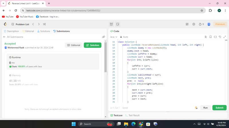 Mohammed Razik M on LinkedIn: #leetcode #linkedlist #programming Mohammed Razik M on LinkedIn: #leetcode #linkedlist #programming