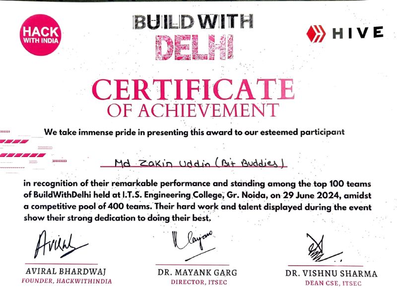 Md Zakir Uddin on LinkedIn: #buildwithdelhi #hackwithindia #hive Md Zakir Uddin on LinkedIn: #buildwithdelhi #hackwithindia #hive