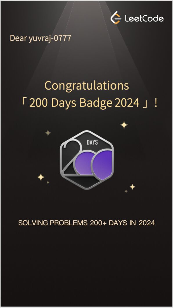 YUVRAJ SINGH on LinkedIn: #coding #leetcode #200days #consistency # ... YUVRAJ SINGH on LinkedIn: #coding #leetcode #200days #consistency # ...