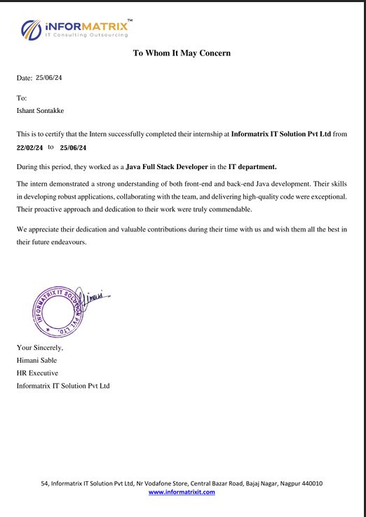 Ishant Sontakke on LinkedIn: #internship #career #grateful Ishant Sontakke on LinkedIn: #internship #career #grateful