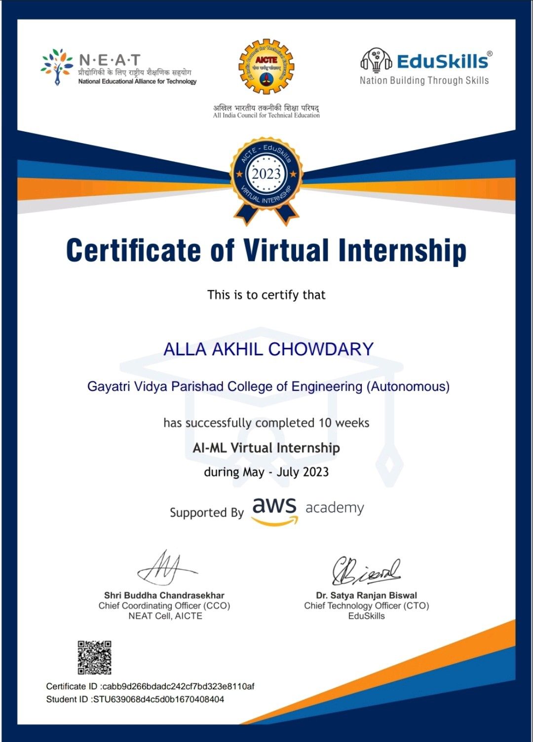 Alla Akhil Chowdary on LinkedIn: #aiml #aicteinternship Alla Akhil Chowdary on LinkedIn: #aiml #aicteinternship