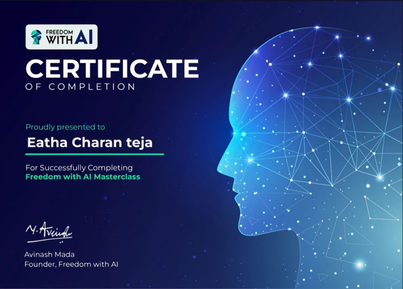 Eatha Charan Teja on LinkedIn: *my first certificate for Successfully ... Eatha Charan Teja on LinkedIn: *my first certificate for Successfully ...
