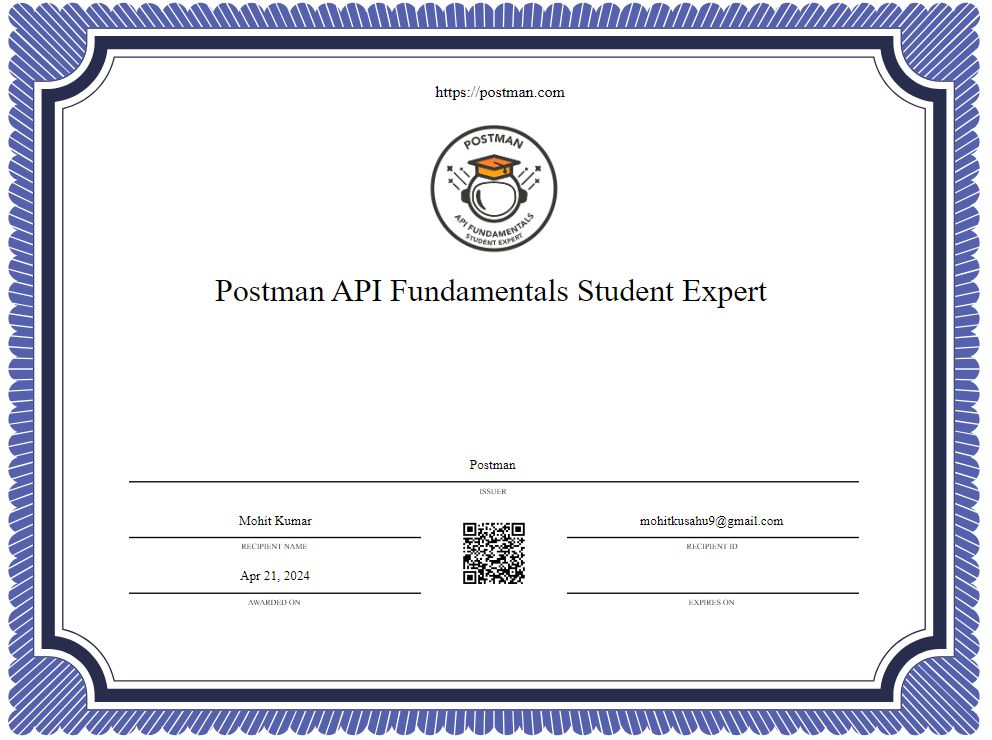Mohit Kumar on LinkedIn: #postman #apitesting #certified Mohit Kumar on LinkedIn: #postman #apitesting #certified