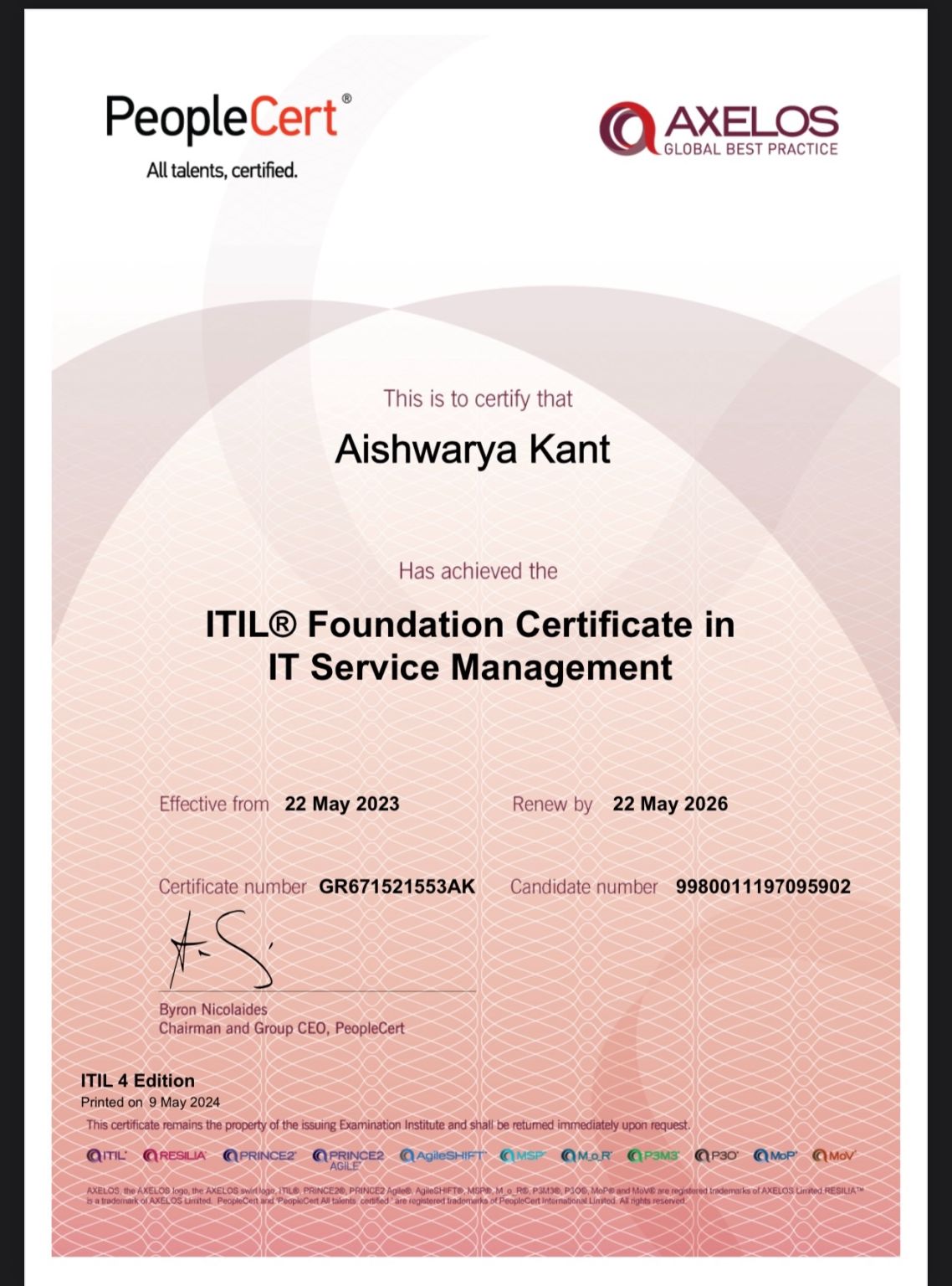 Aishwarya Kant on LinkedIn: ITIL® v4 Foundation certification in IT ... Aishwarya Kant on LinkedIn: ITIL® v4 Foundation certification in IT ...