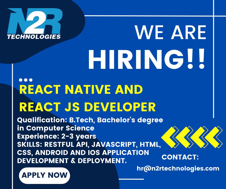 N2R TECHNOLOGIES on LinkedIn: #hiring #reactjs #reactdeveloper # ... N2R TECHNOLOGIES on LinkedIn: #hiring #reactjs #reactdeveloper # ...