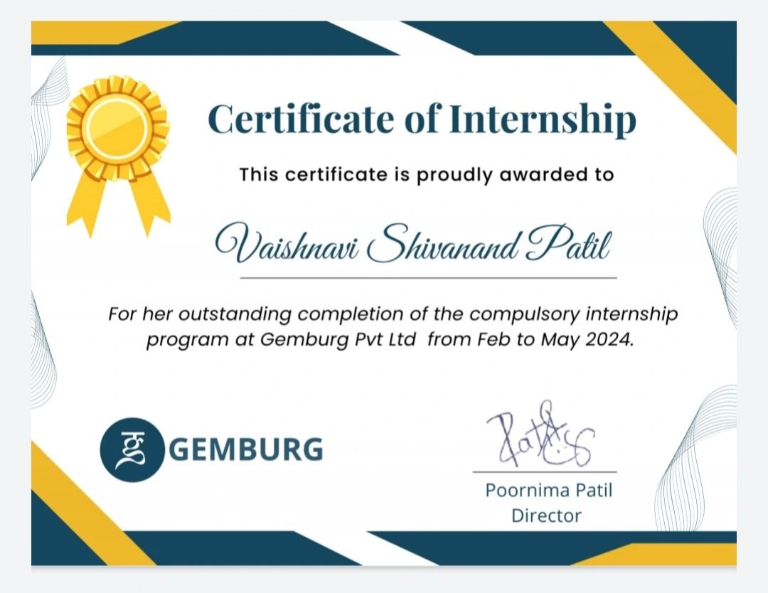 Vaishnavi Patil on LinkedIn: #gemburg #internship #professionalgrowth # ... Vaishnavi Patil on LinkedIn: #gemburg #internship #professionalgrowth # ...