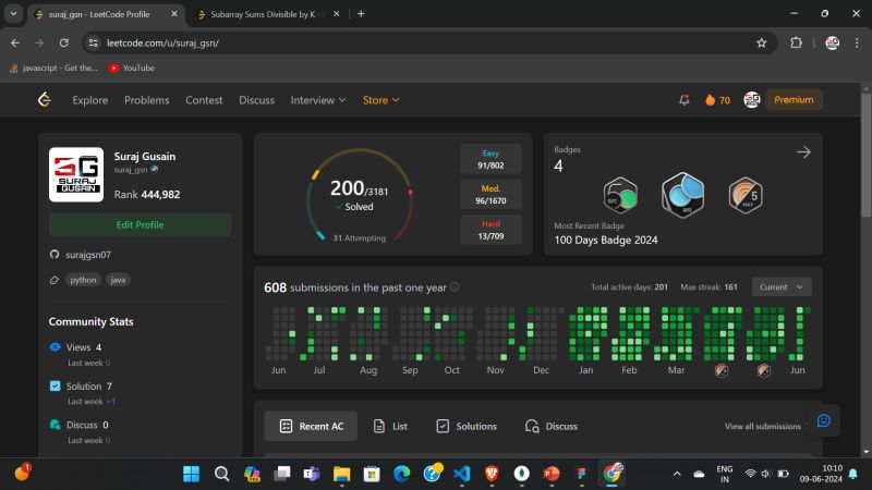 Suraj Singh on LinkedIn: #leetcode #codinggoals #keepcoding Suraj Singh on LinkedIn: #leetcode #codinggoals #keepcoding