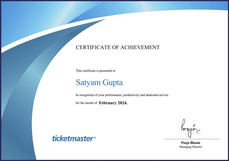 Satyam Gupta on LinkedIn: Thanks, Ticketmaster India 😊 Satyam Gupta on LinkedIn: Thanks, Ticketmaster India 😊